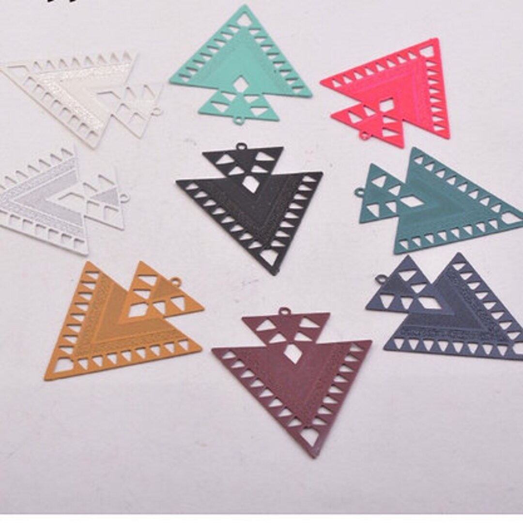 2 Triangle Prints 30 X 25 Mm Painted Brass 10 Colors - Etsy
