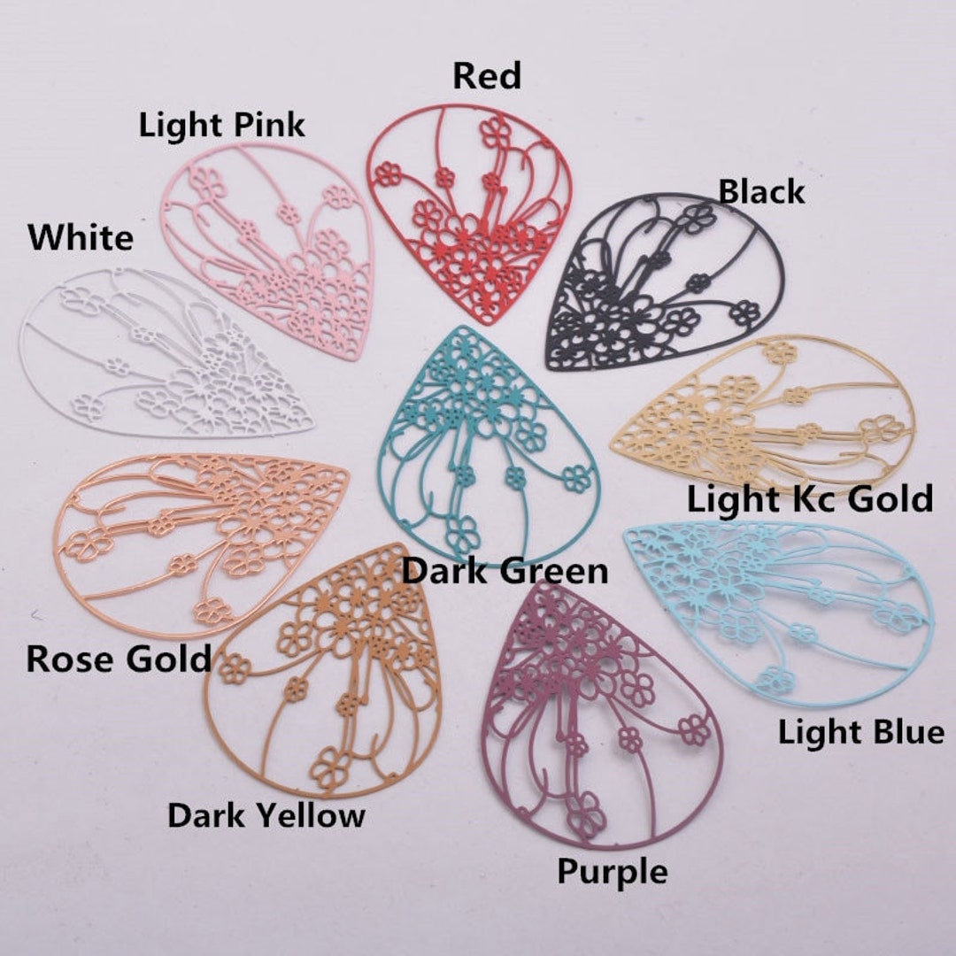 2 Watermark Flower Watermarks 40 X 28 Mm 11 Colors Brass - Etsy