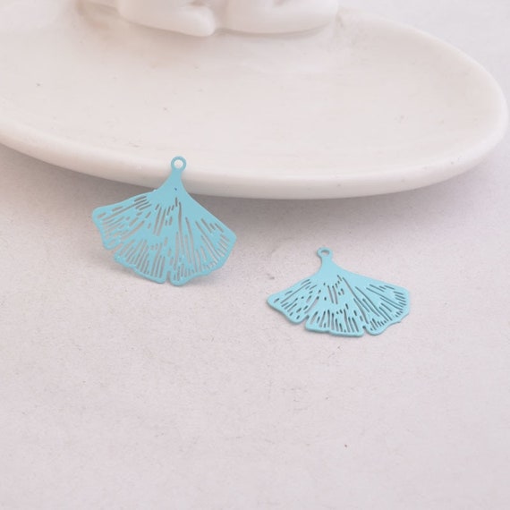 2 Sky Blue Ginkgo Sheet Prints 25 X 22 Mm Metal | Etsy