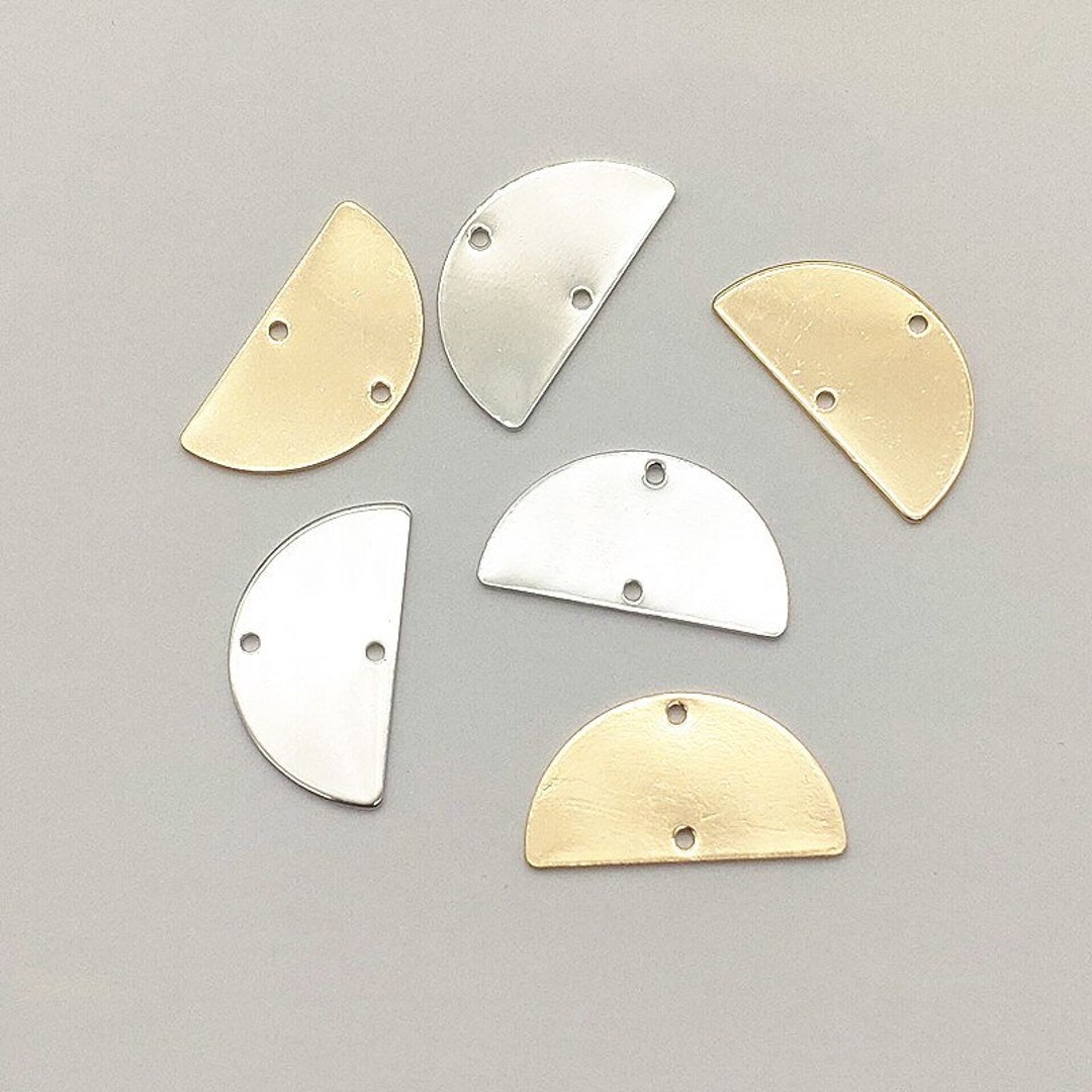 2 Half-circle Connectors Brass 25 X 13 Mm 2 Colors - Etsy