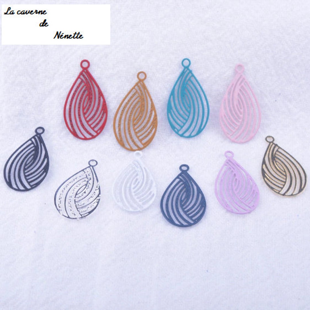 4 Watermark Drop Prints 18 X 10 Mm Painted Brass 10 Colors - Etsy