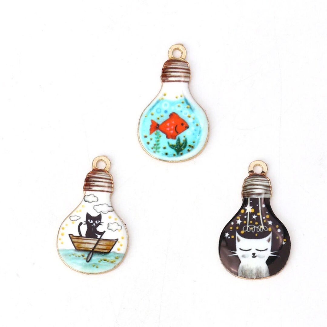 2 Enamelled Light Bulb Charms 28 X 17 4 Models - Etsy
