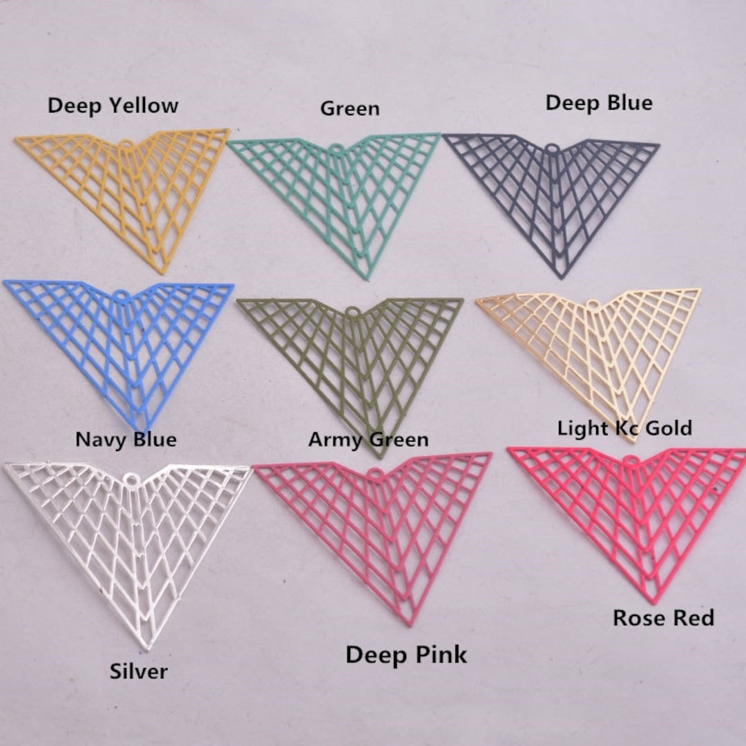 2 Triangle Prints 41 X 37 Mm Painted Brass 11 Colors - Etsy