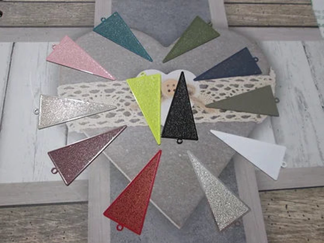 2 Triangle Prints 42 X 19 Mm Painted Brass 12 Colors - Etsy