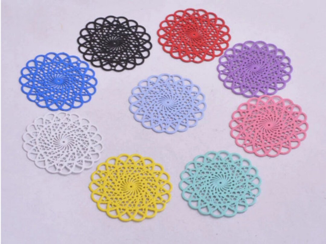 2 Round Connector Prints 30 Mm Painted Brass 10 Colors to Choose From ...