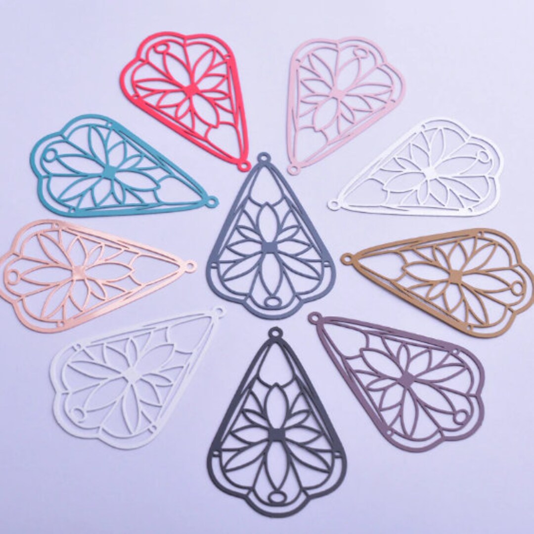 2 Watermark Drop Prints 50 X 32 Mm Painted Brass 10 Colors - Etsy