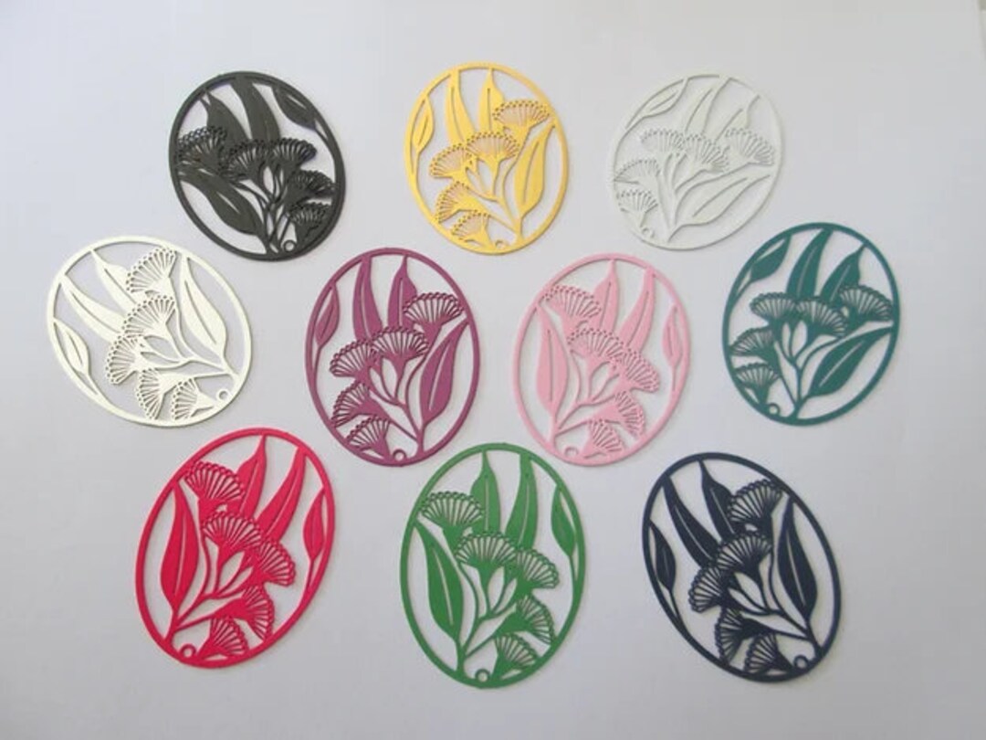 2 Oval Papyrus Flower Prints 40 X 31 Mm 10 Colors Brass - Etsy