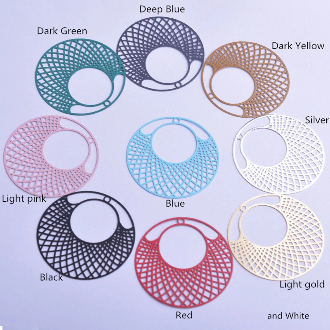 2 Round Filigree Prints Creole Prints 41 Mm 10 Colors Brass - Etsy