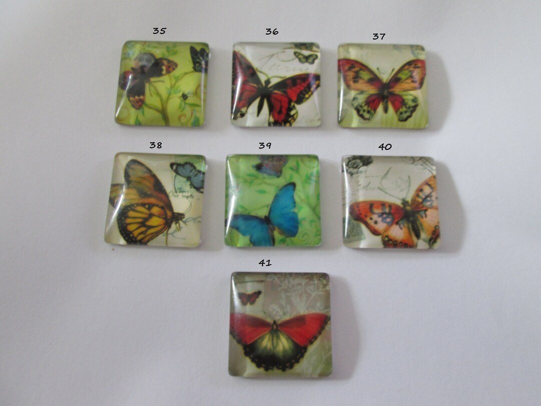 25 Mm Butterfly Square Glass Cabochon 7 Models - Etsy UK
