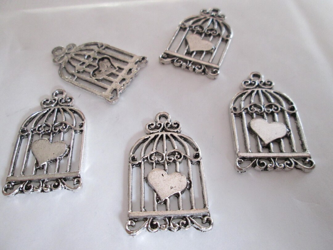 5 Silver Metal Cage Charms 32 X 18 Mm - Etsy