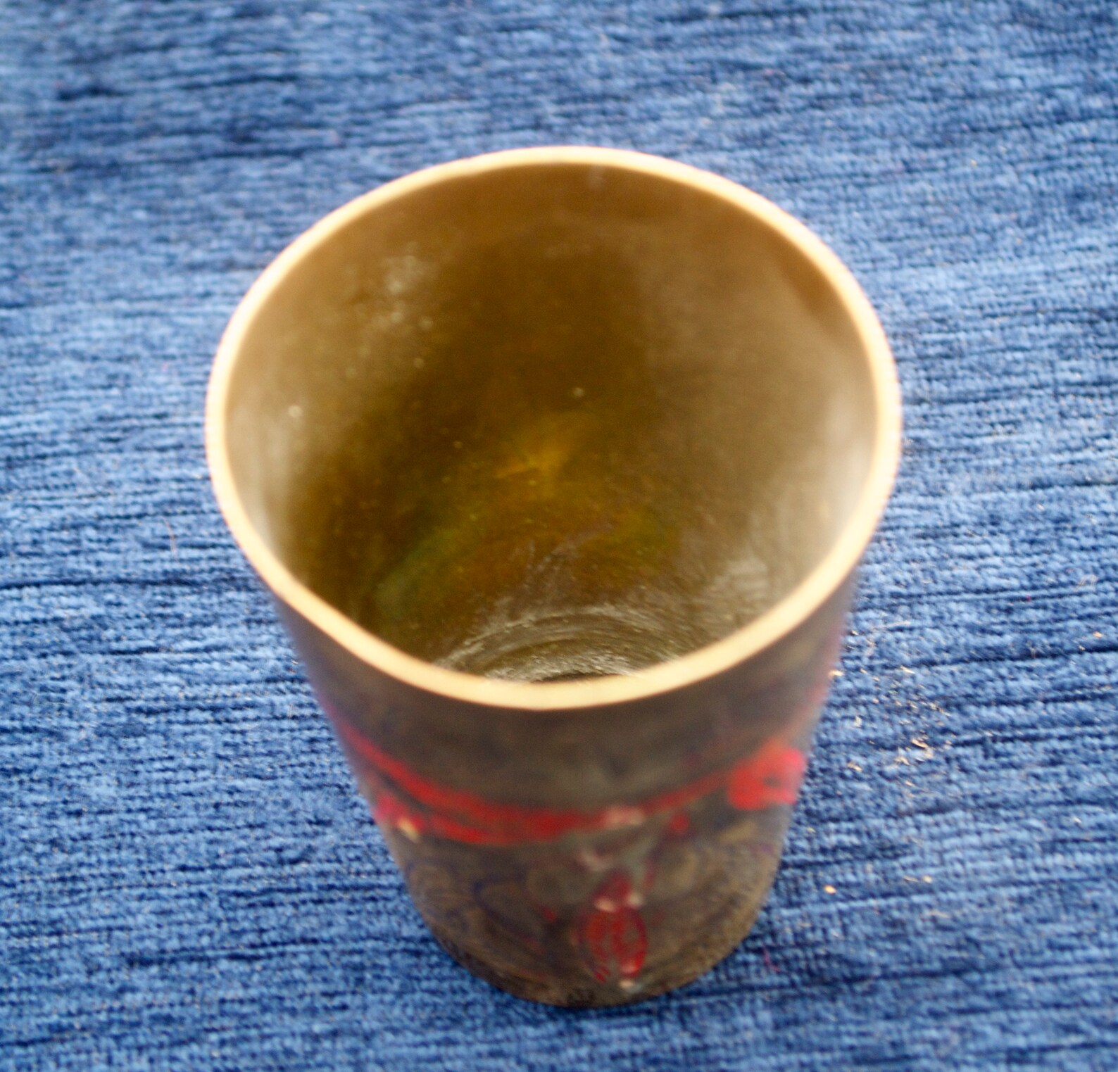 Antique Brass Lassi Cup Hand Made Engraved Floral Design Red & - Etsy