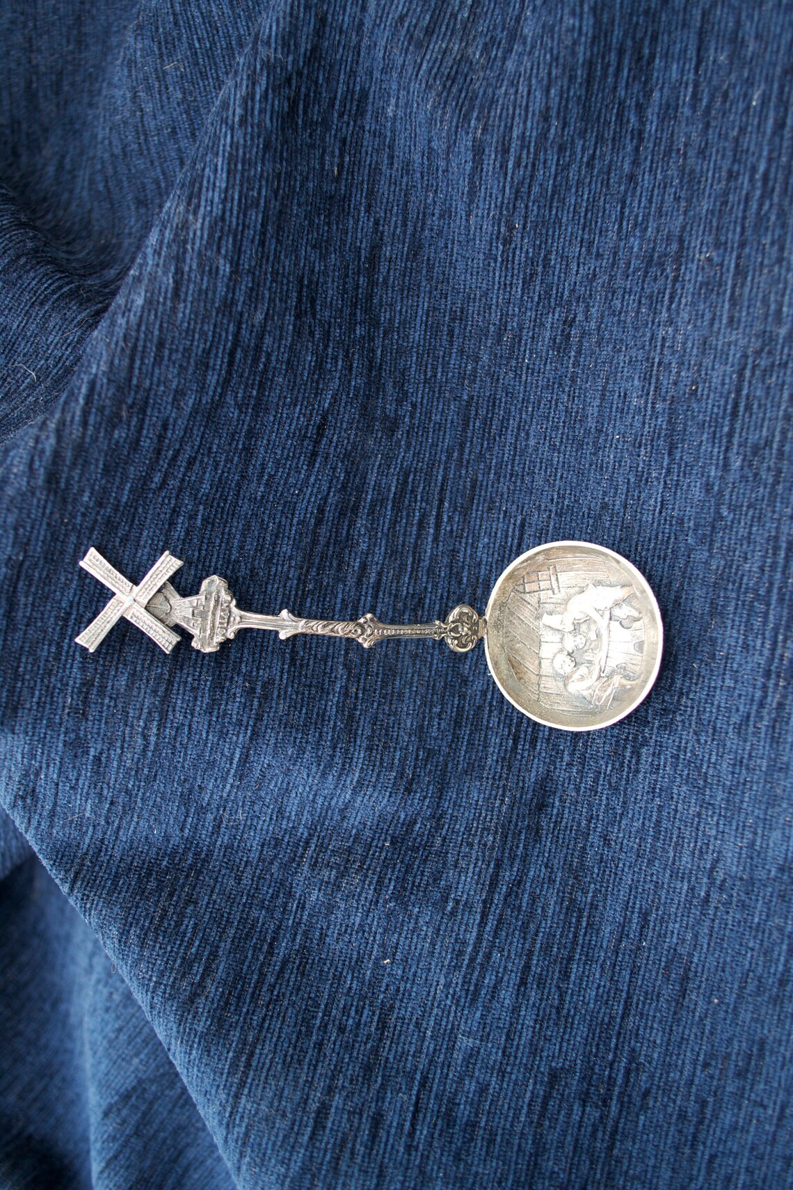 Vintage Dutch Silver Spoon Holland Turning Windmill & Tavern Scene ...