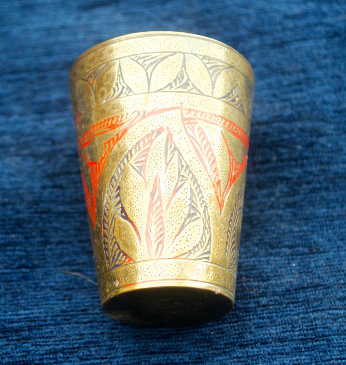 Antique Brass Lassi Cup Hand Made Engraved Floral Design Red & - Etsy