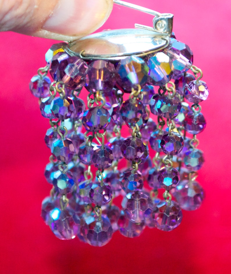 Vintage Brooch Hanging Faux Amethyst Art Deco - Etsy