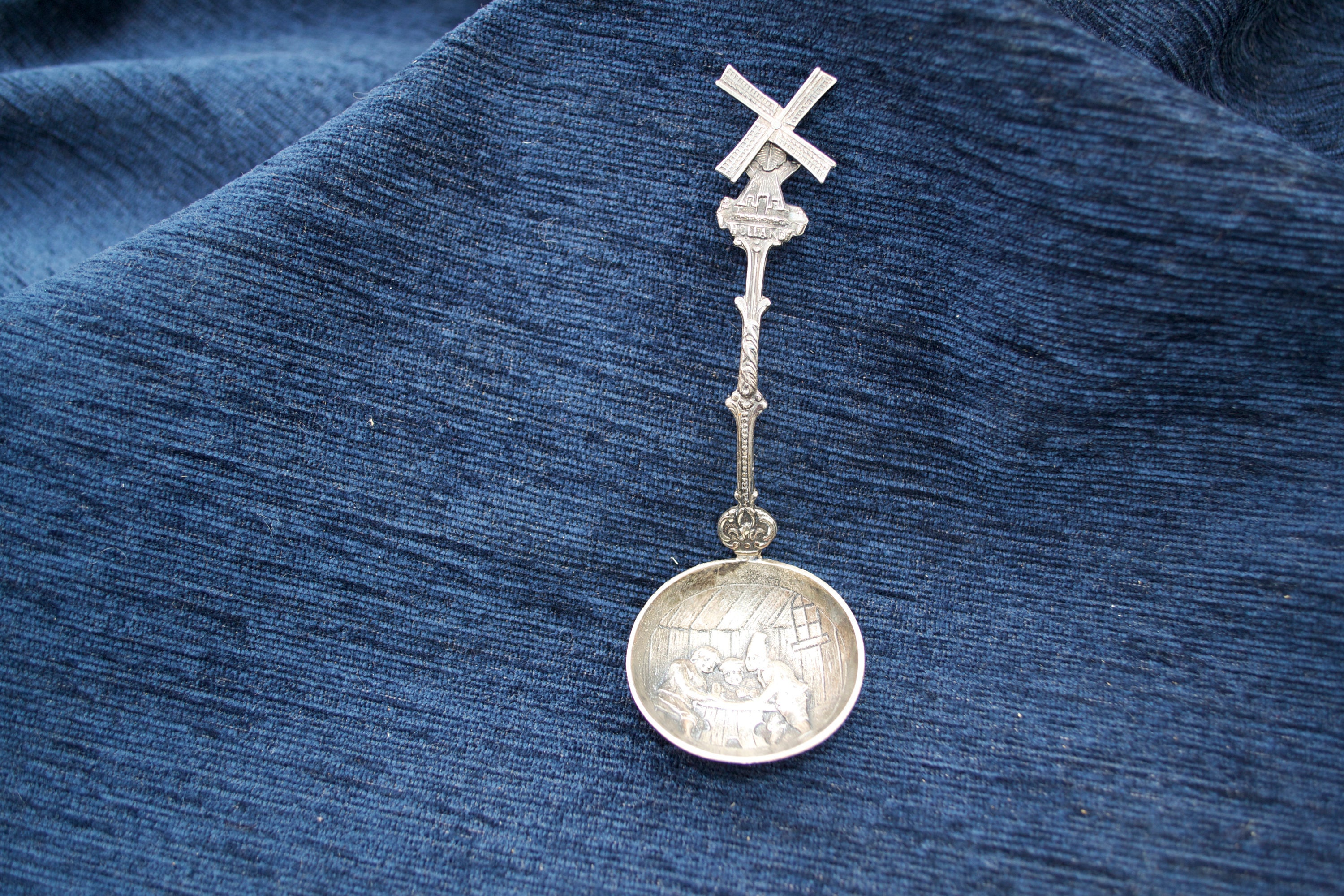 Vintage Dutch Silver Spoon Holland Turning Windmill & Tavern Scene ...