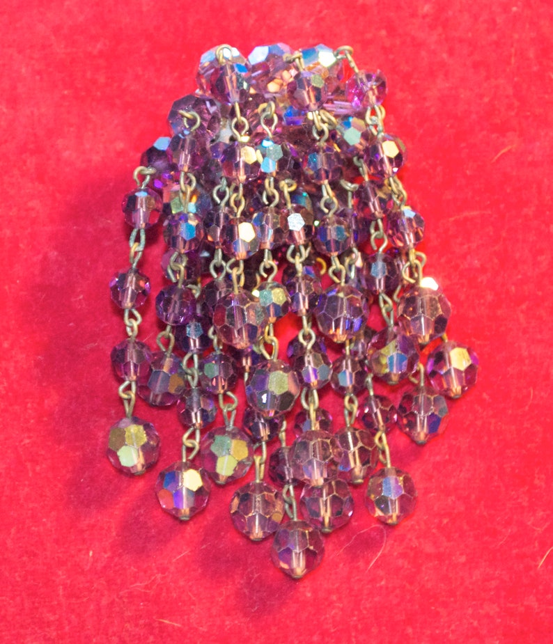 Vintage Brooch Hanging Faux Amethyst Art Deco - Etsy