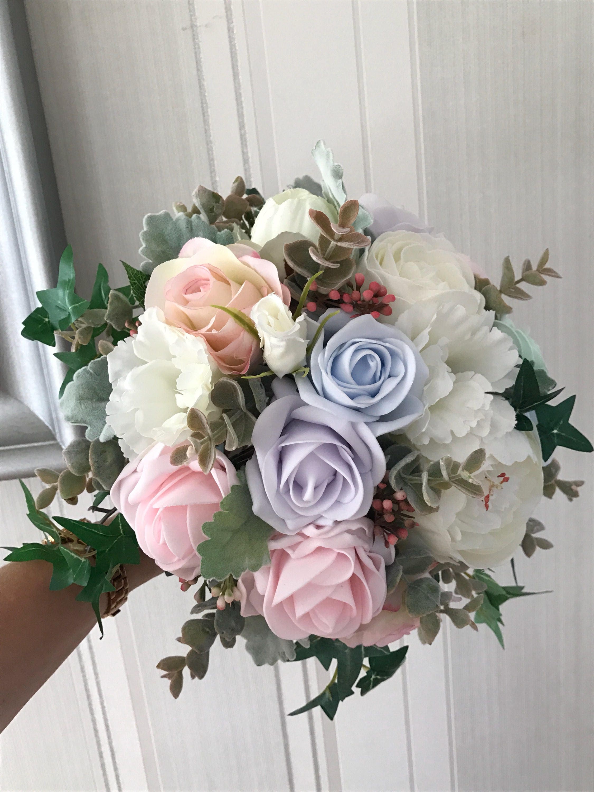 Gorgeous pastel roses Brides wedding Posy bouquet | Etsy