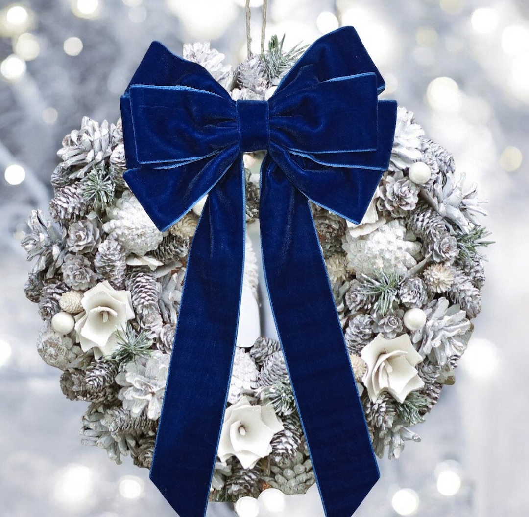 Luxury Velvet Royal Blue 8 Inch Bow With Back Tie. Christmas/wreaths ...