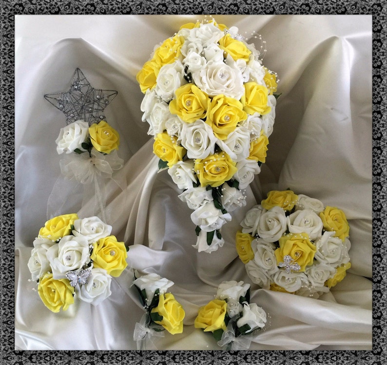 Wedding Flowers Yellow & Ivory Wedding Bouquets With - Etsy