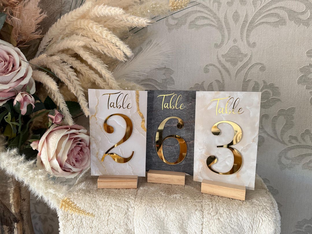 Acrylic Marble Effect Table Numbers With Acrylic Number 16cmx10cm X 2mm ...