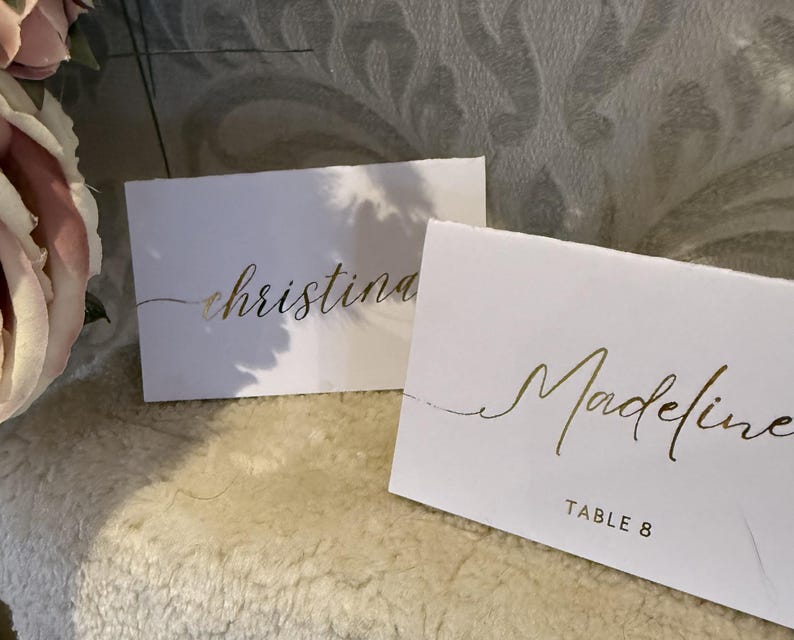 Personalised Wedding Place Cards*guest Names* Metallic Foil on Ivory or ...