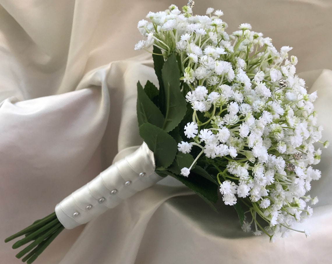 Gorgeous Gypsophila Wedding Bouquet 8" Across - Etsy