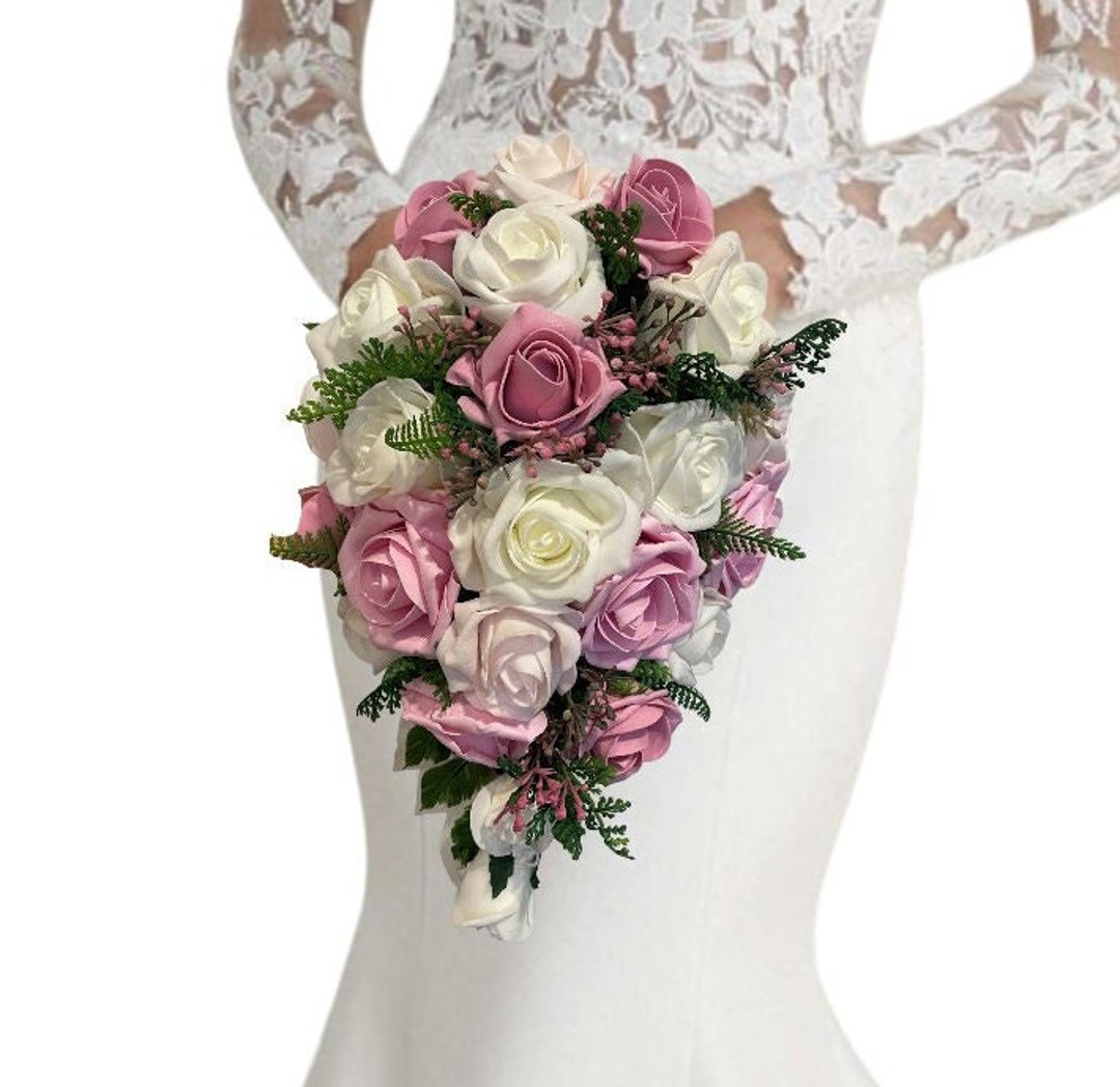 Gorgeous Ivory and Pink/rose Shades Roses Brides Wedding Bouquet - Etsy