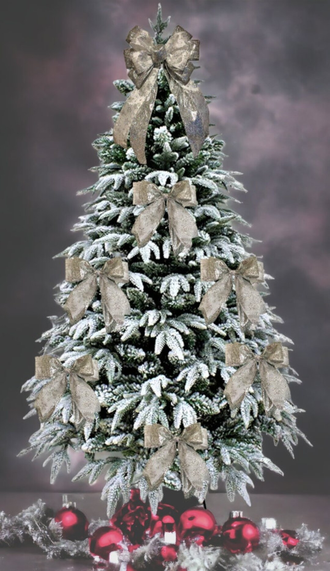 Champagne Gold Christmas Tree Bows 8" Tree Bow/11" Tree Top Bow - Etsy UK