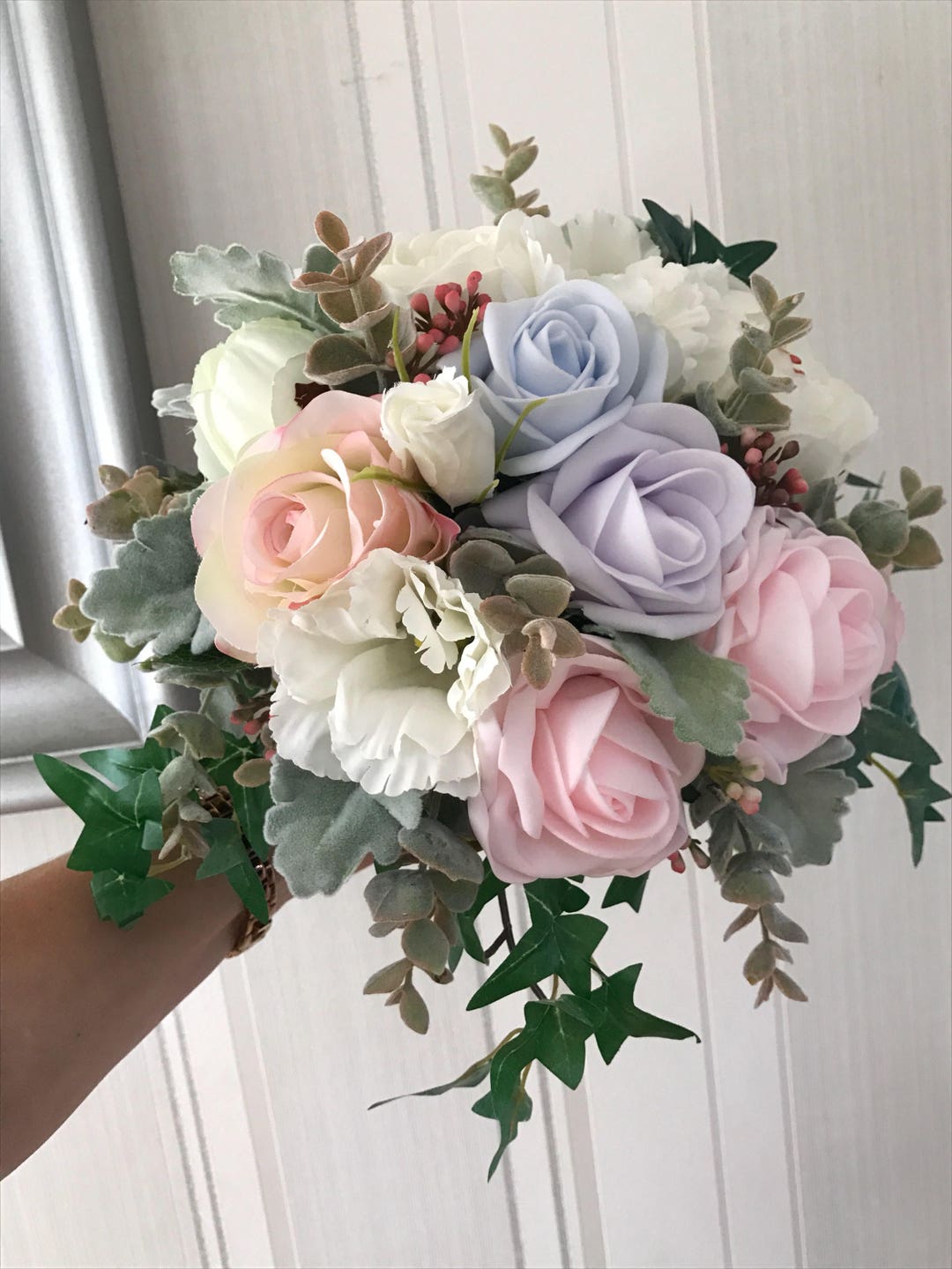 Gorgeous Pastel Roses Brides Wedding Posy Bouquet - Etsy