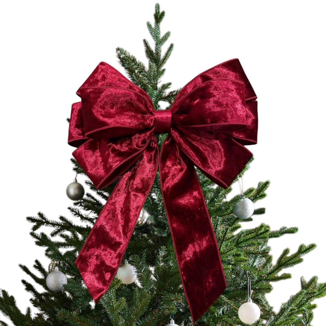 Luxurious Wired Red Velvet 11 Inch Wide Tree Topper Bow - Etsy
