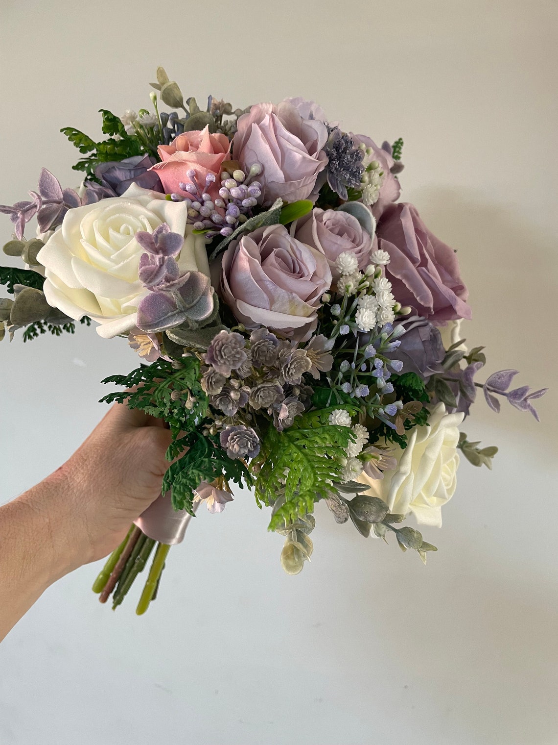 Artificial Wedding Flowers Dusky Lilac/purple/ivory Natural | Etsy