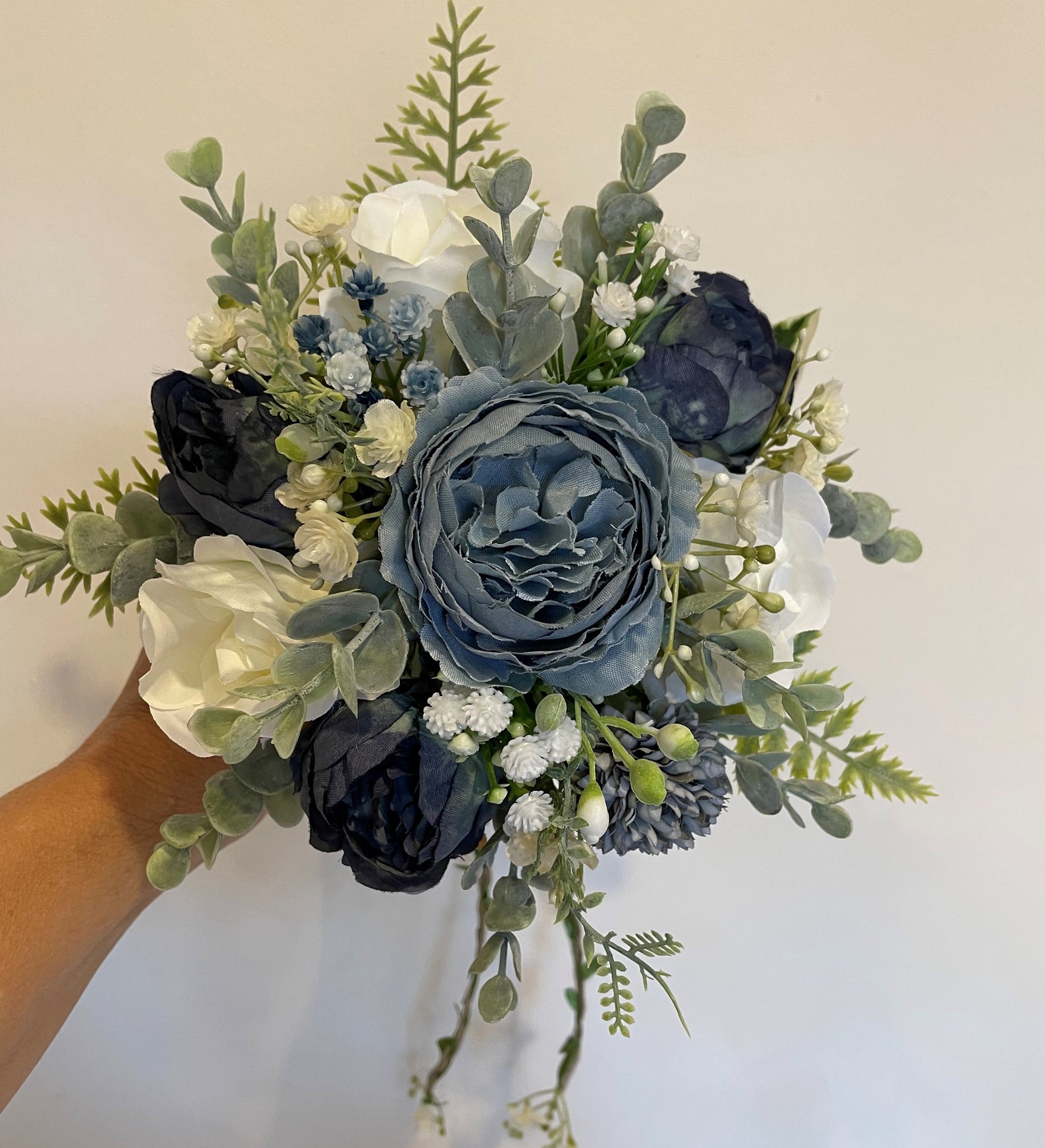 Ivory/dusky Blue Natural Look Artificial Wedding Flowers - Etsy