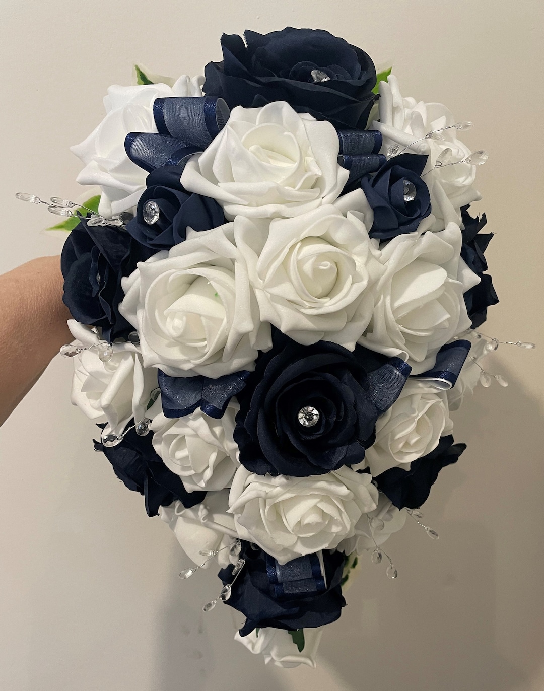 Wedding Flowers Navy Blue & Ivory Wedding Bouquets, Brides, Bridesmaids ...