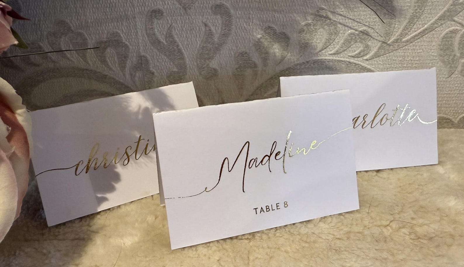 Personalised Wedding Place Cards*guest Names* Metallic Foil on Ivory or ...