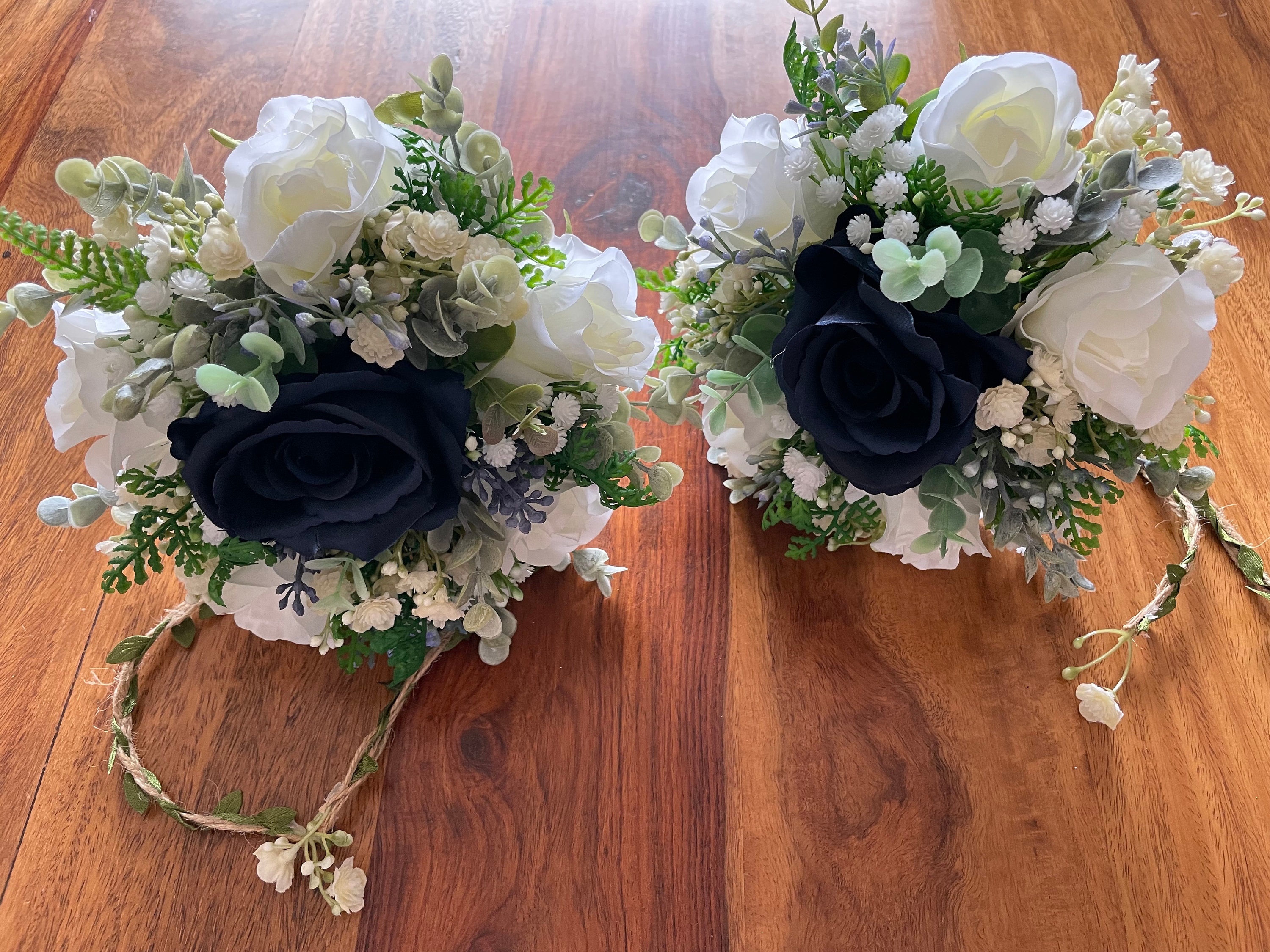 Ivory and Navy Blue Natural Look Wedding Flowers With - Etsy