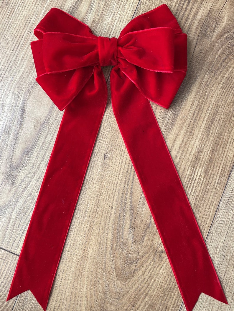Luxury Velvet Red 8 Inch or 10 Inch Bow With Back Tie. Christmas ...
