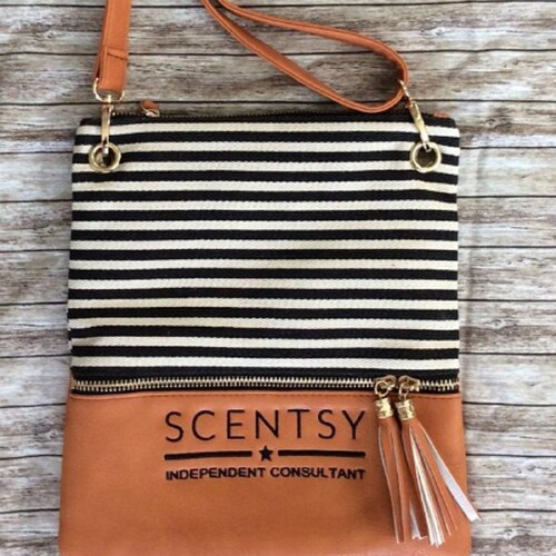 Authorized Scentsy Vendor Crossbody Striped Brown Leather | Etsy