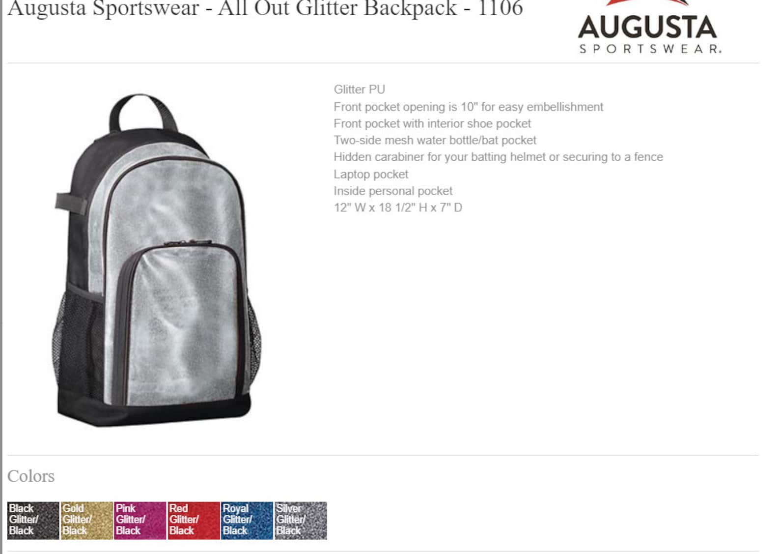 Personalized Embroidered GLITTER Backpack Cheer Bag Sports Backpack 6 ...