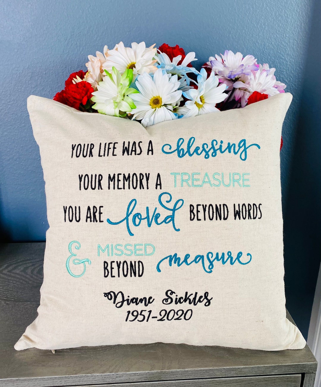 Personalized Embroidered Memory Pillow Loved Ones Keepsake Pillow - Etsy