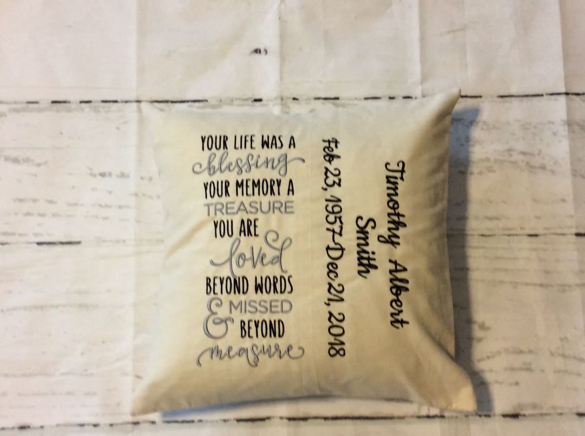 Personalized Embroidered Memory Pillow Loved Ones Keepsake Pillow - Etsy