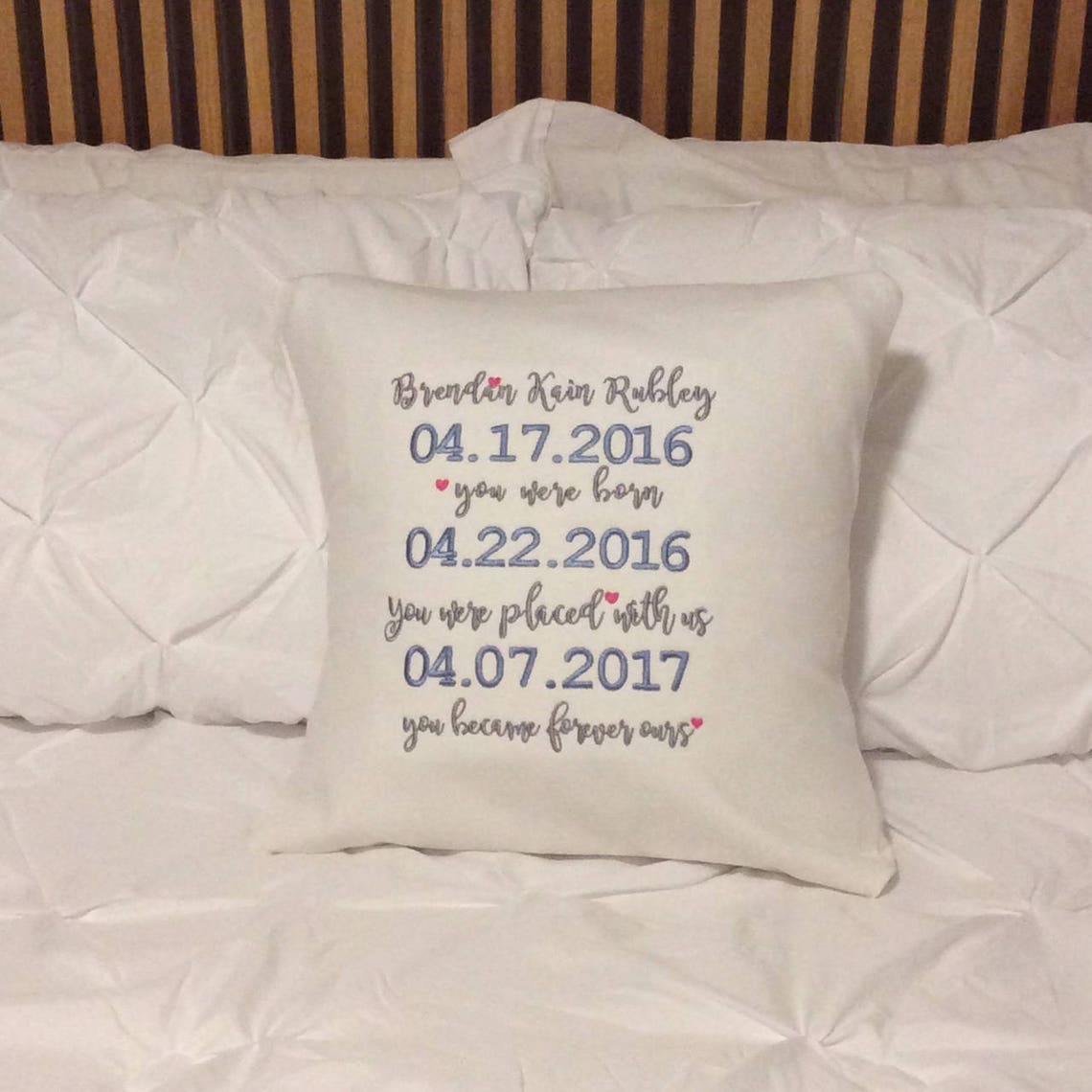Adoption Pillow Personalized Embroidered Gotcha Day Pillow - Etsy