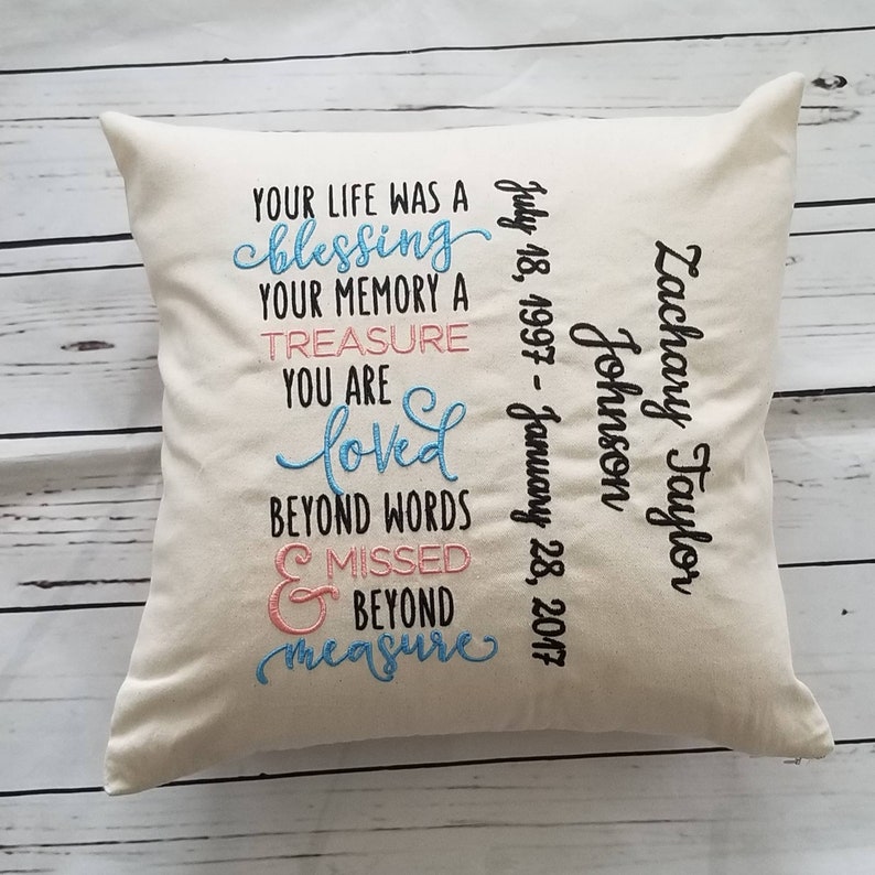 Personalized Embroidered Memory Pillow Loved Ones Keepsake Pillow - Etsy