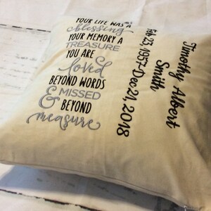 Personalized Embroidered Memory Pillow Loved Ones Keepsake Pillow - Etsy