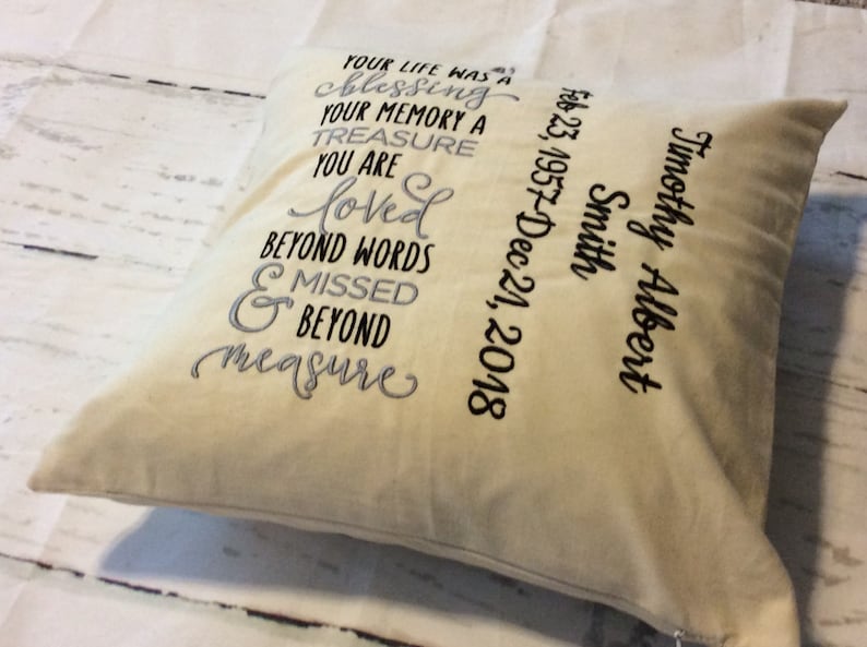 Personalized Embroidered Memory Pillow Loved Ones Keepsake Pillow - Etsy