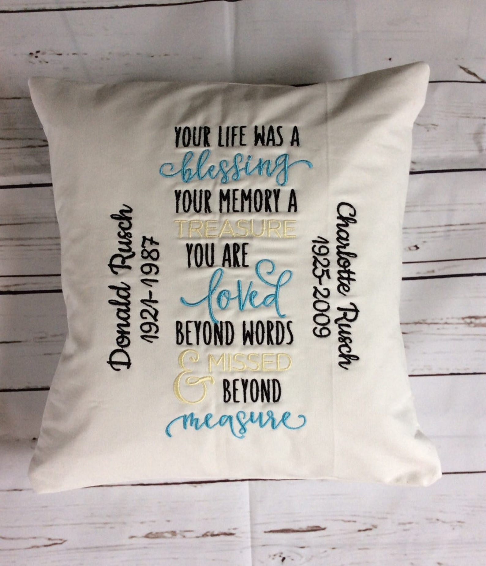 Personalized Embroidered Memory Pillow Loved Ones Keepsake Pillow - Etsy