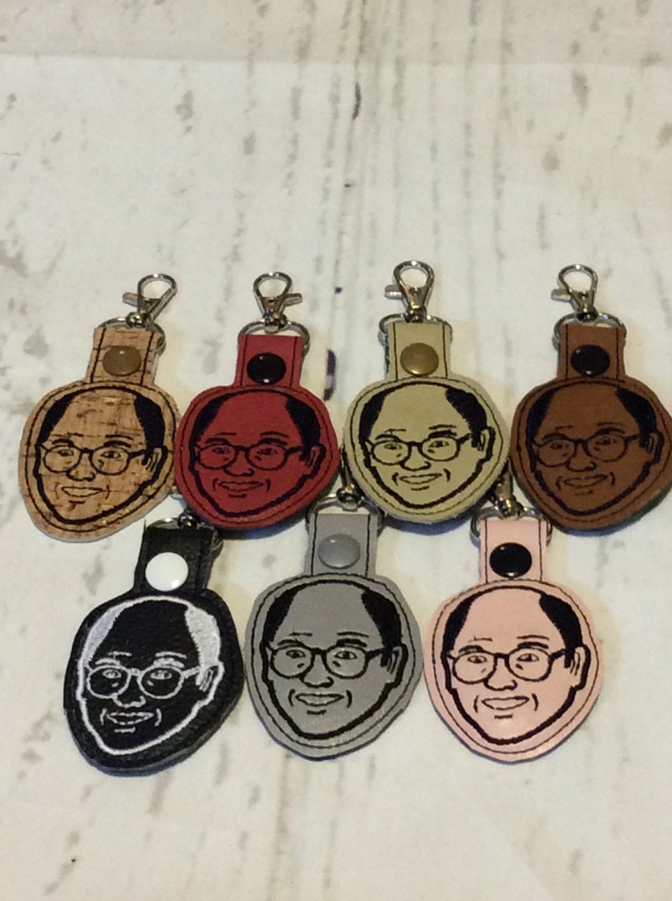 George COSTANZA Face Seinfeld Leather Keychain Keyfob - Etsy