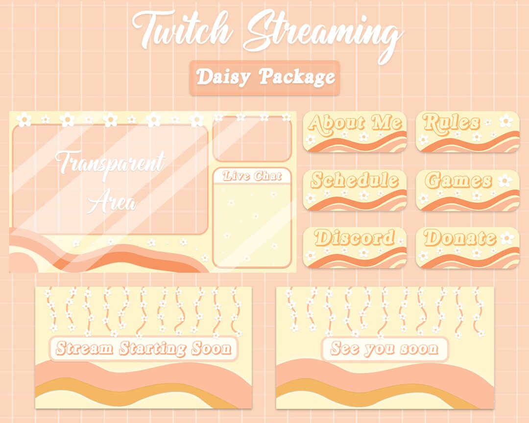 Twitch Streaming Daisy Package / Overlay / Panel / Screens - Etsy