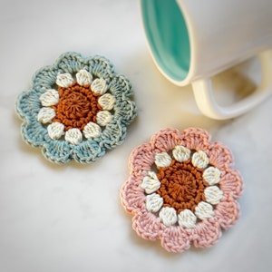 Flower Coasters • Spring Table Decor • Crochet Drink Coasters • Cup ...