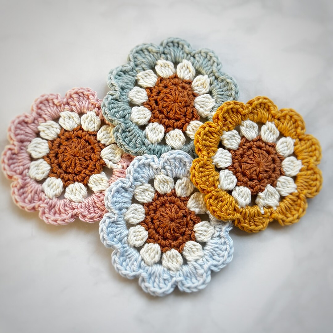 Flower Coasters Spring Table Decor Crochet Drink Coasters Cup Coasters ...