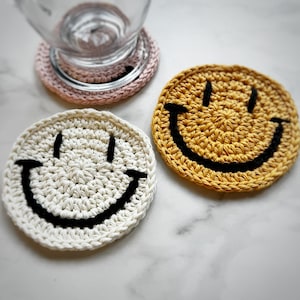 Smiley Face Coasters Happy Face Coasters Smile Coasters Crochet ...